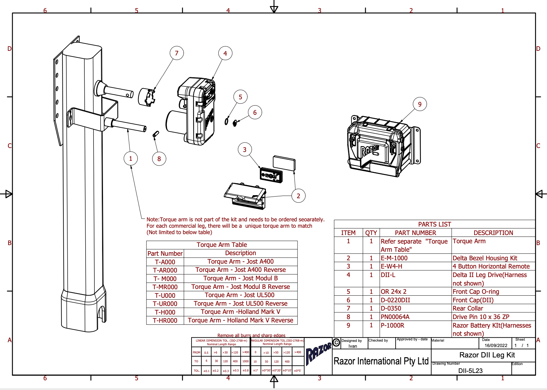 RAZOR DII LANDING LEG SYSTEM - DII-5L23